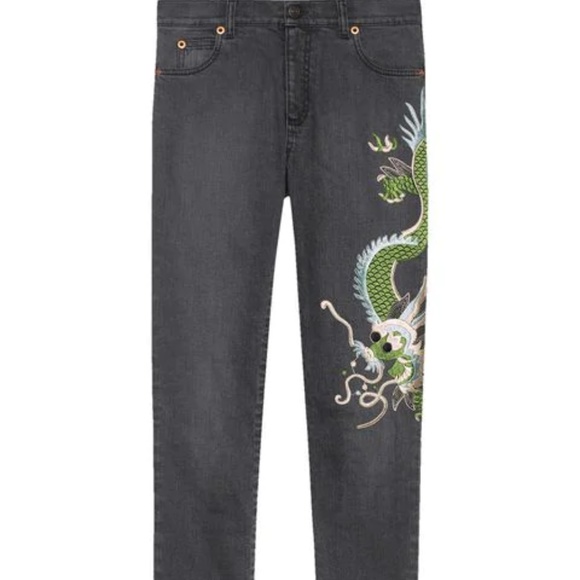 Gucci | Jeans | Gucci Dragon Embroidered Denim Skinny Jeans New | Poshmark